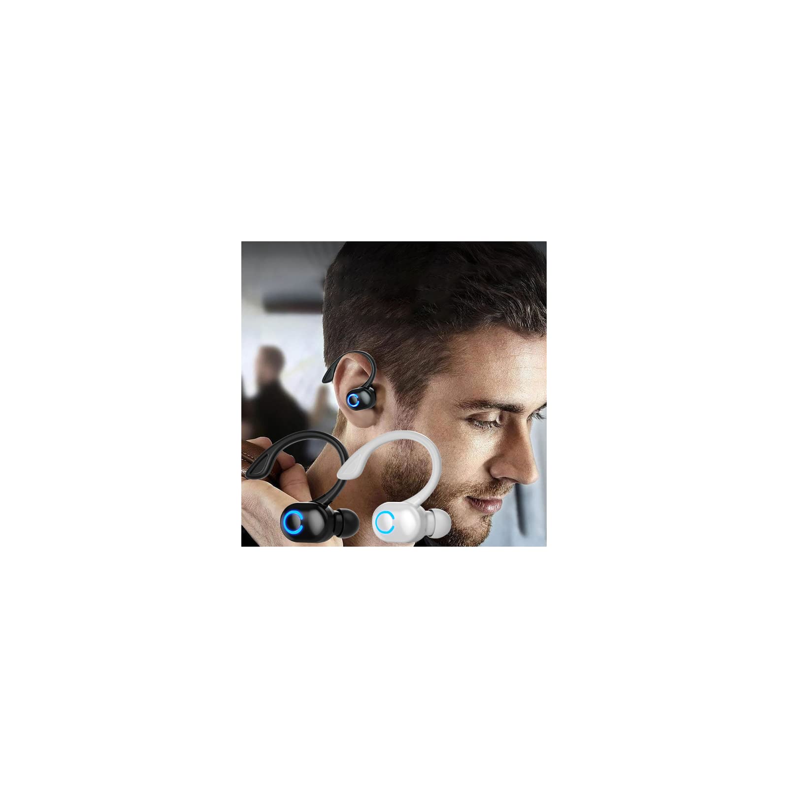 Single Ear Bluetooth Headset Earhook Wireless Bluetooth 5.2 Ultralight Business Headset with Microphone Suitable for Driving Business Office