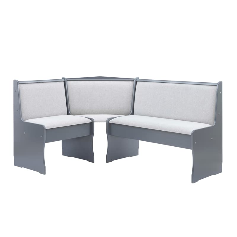 Linon Sanford Wood Storage Dining Nook in Gray