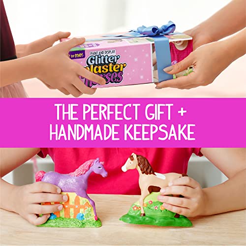 Made By Me Paint & Display Glitter Ceramic Horses Activity Kit for Kids, Perfect DIY Horse Toys, Playdates and Sleepovers Ages 6, 7, 8, 9, Multi, 47718F