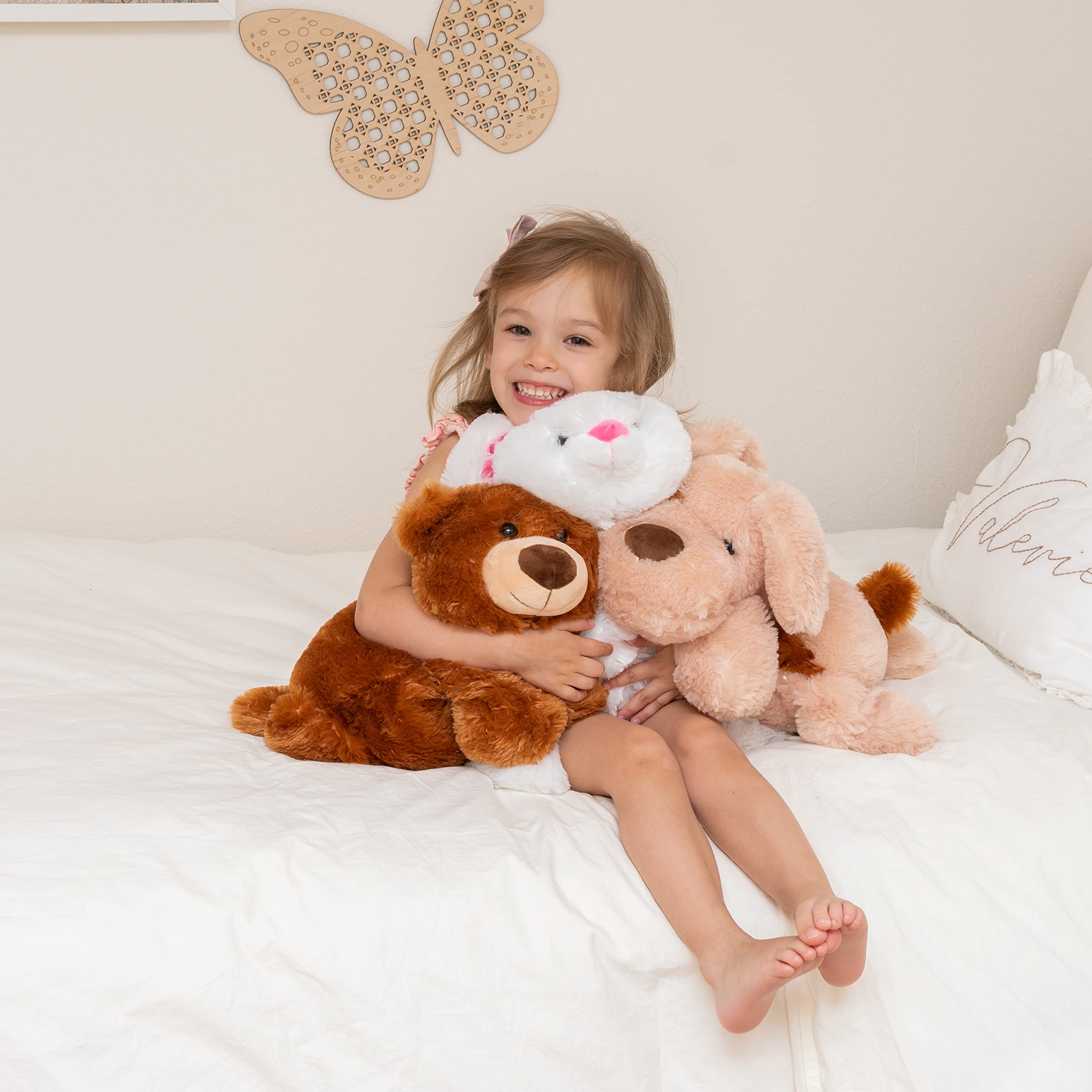 Lap Pals Weighted Stuffed Animal 2lbs - Cute Puppy, Bear, or Bunny Throw Pillows in Soft, Plush, Cotton - Great Gift for Adults, Kids, and Teens - Calming, Grounding and Comforting
