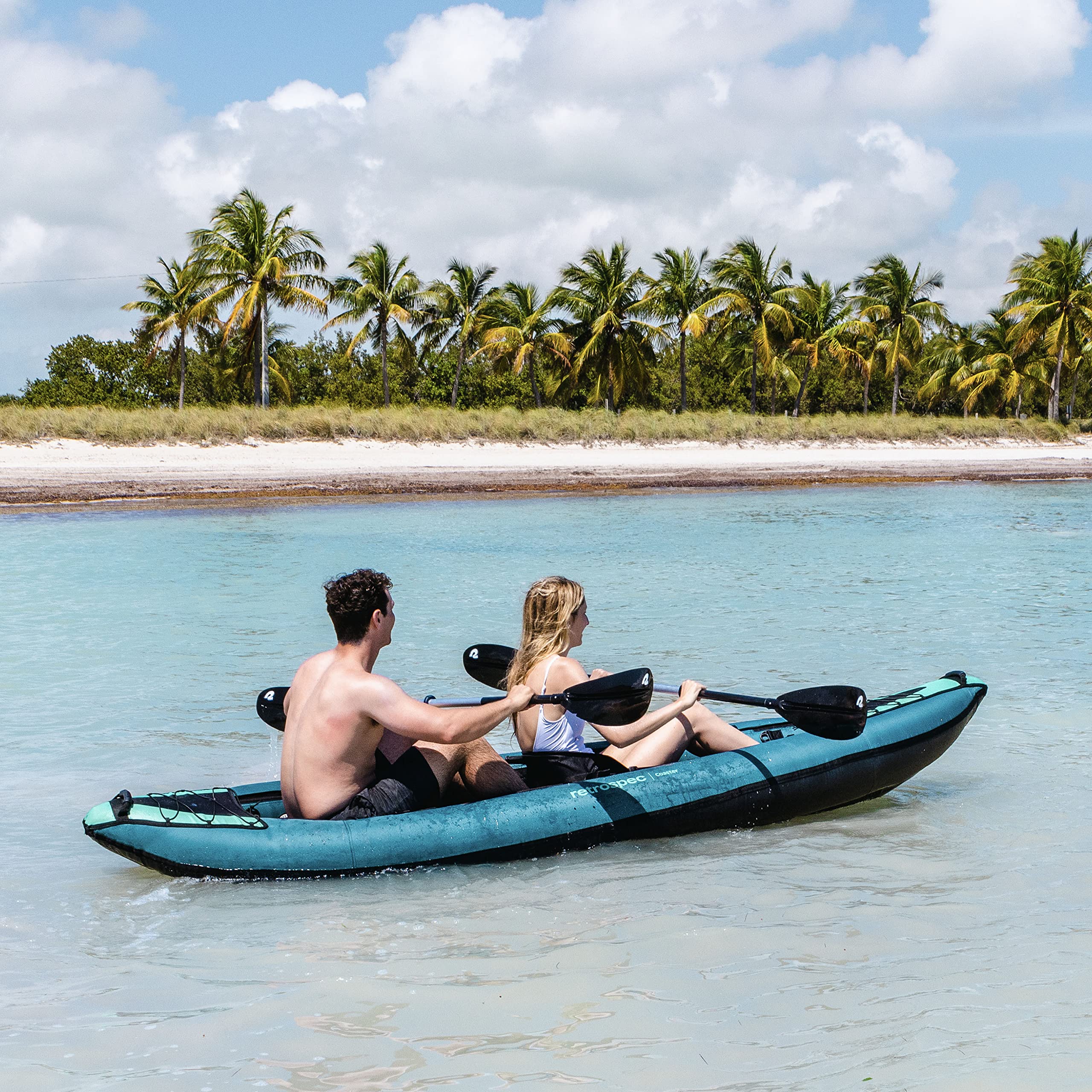 Retrospec Coaster 1 Person Inflatable Kayak - Portable 600-Denier Ripstop Polyester Blow up Kayak - Includes Double-Sided Paddle, Hand Pump & Carrying Bag - Wild Spruce