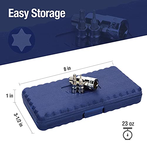 WORKPRO 13-Piece Torx Bit Socket Set T8-T60, 1/4", 3/8" and 1/2" Drive, S2 Steel 6 Point Star Bits and CR-V Sockets with Storage Case For Hand Use Work On Cars, Trucks