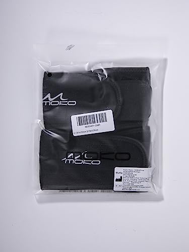 MoKo Wrist Brace, (2 Pack) Adjustable Athletic Wrist Support Wrist Wraps for Women Men Working Out, Tennis, Weightlifting, Biking, Carpal Tunnel, Black