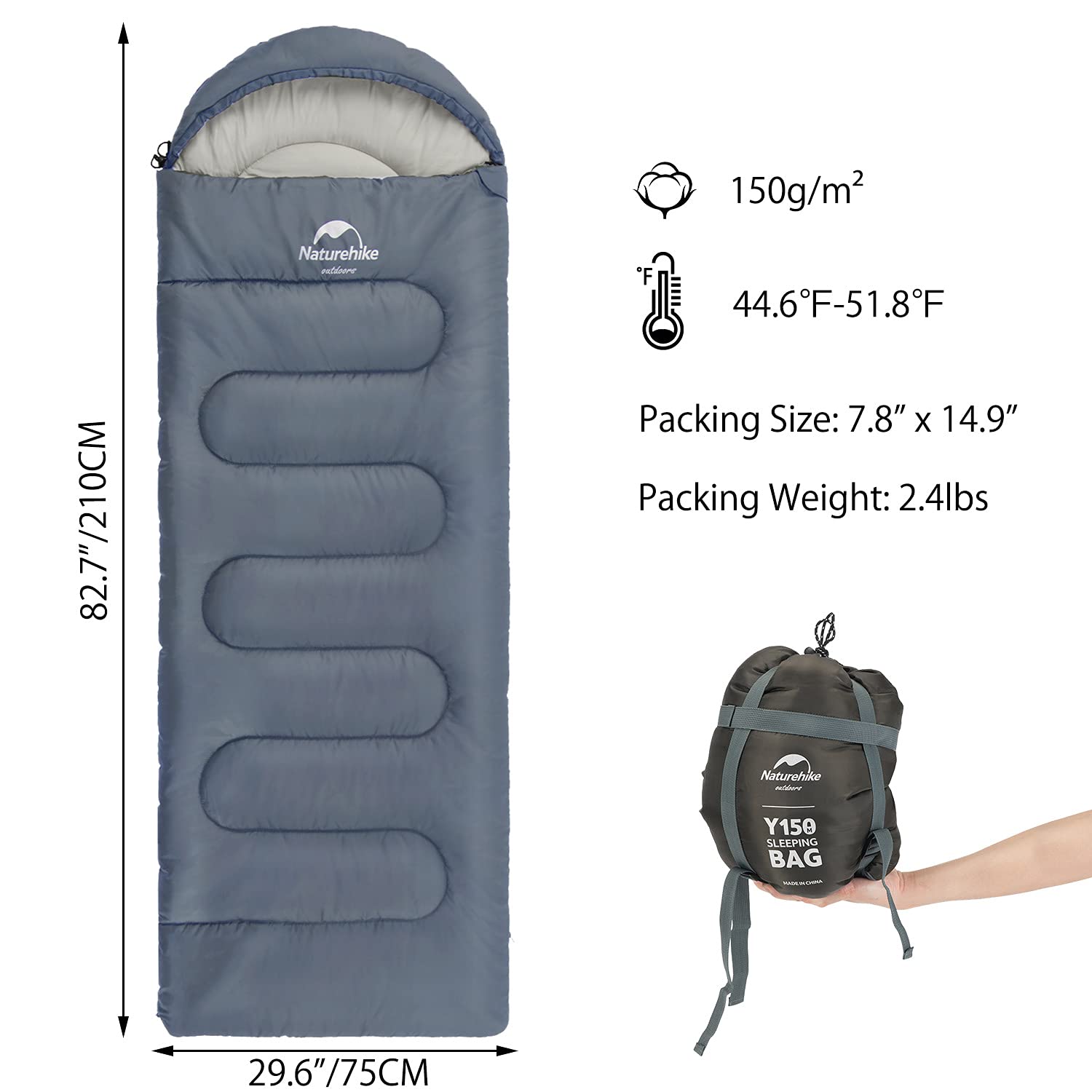Naturehike Camping Sleeping Bag - Lightweight Waterproof Portable Splicable for Adults 3 Seasons, Hiking/Backpacking/Outdoor and Indoor Used with Storage Sack