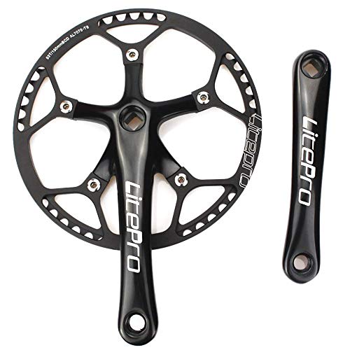 Single Speed Crankset 53T 170mm Crankarms Folding Bike Crankset with Protective Cover for Bike Road Bicycle