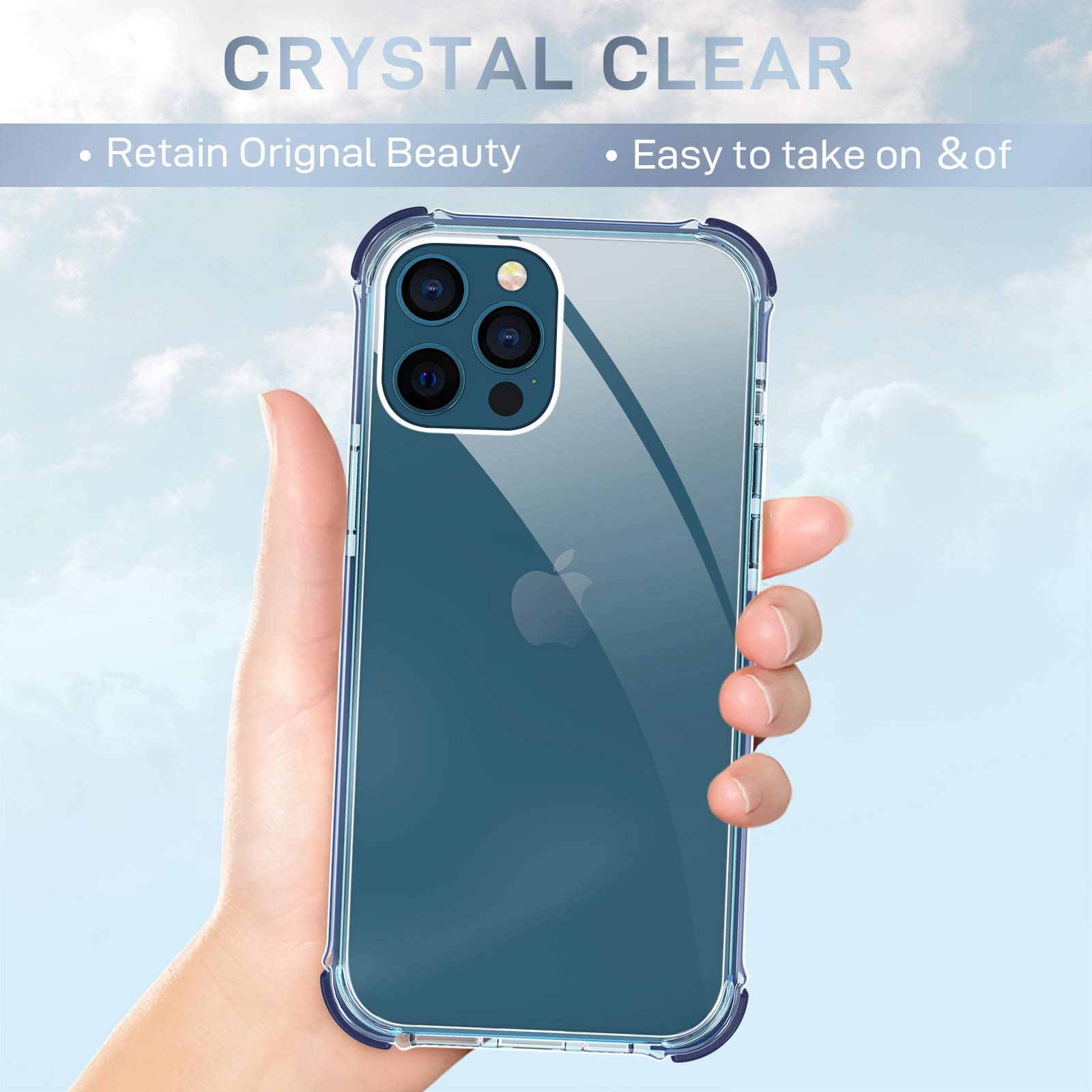 MATEPROX Compatible with iPhone 12 Pro Max Case Clear Heavy Duty Protective Crystal Back Cover with Shockproof Bumper Case(Clear Pink)