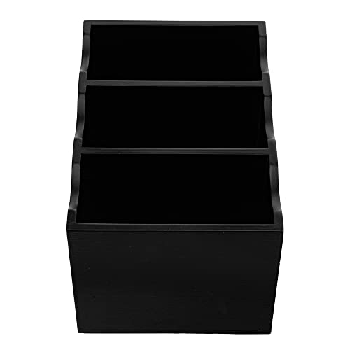 Restaurantware 8.25 x 5.5 x 4.75 Inch Flatware Display 1 Countertop Buffet Utensil Caddy - 3 Compartment For Parties Picnics Homes or Restaurants Black Bamboo Cutlery Holder Upright