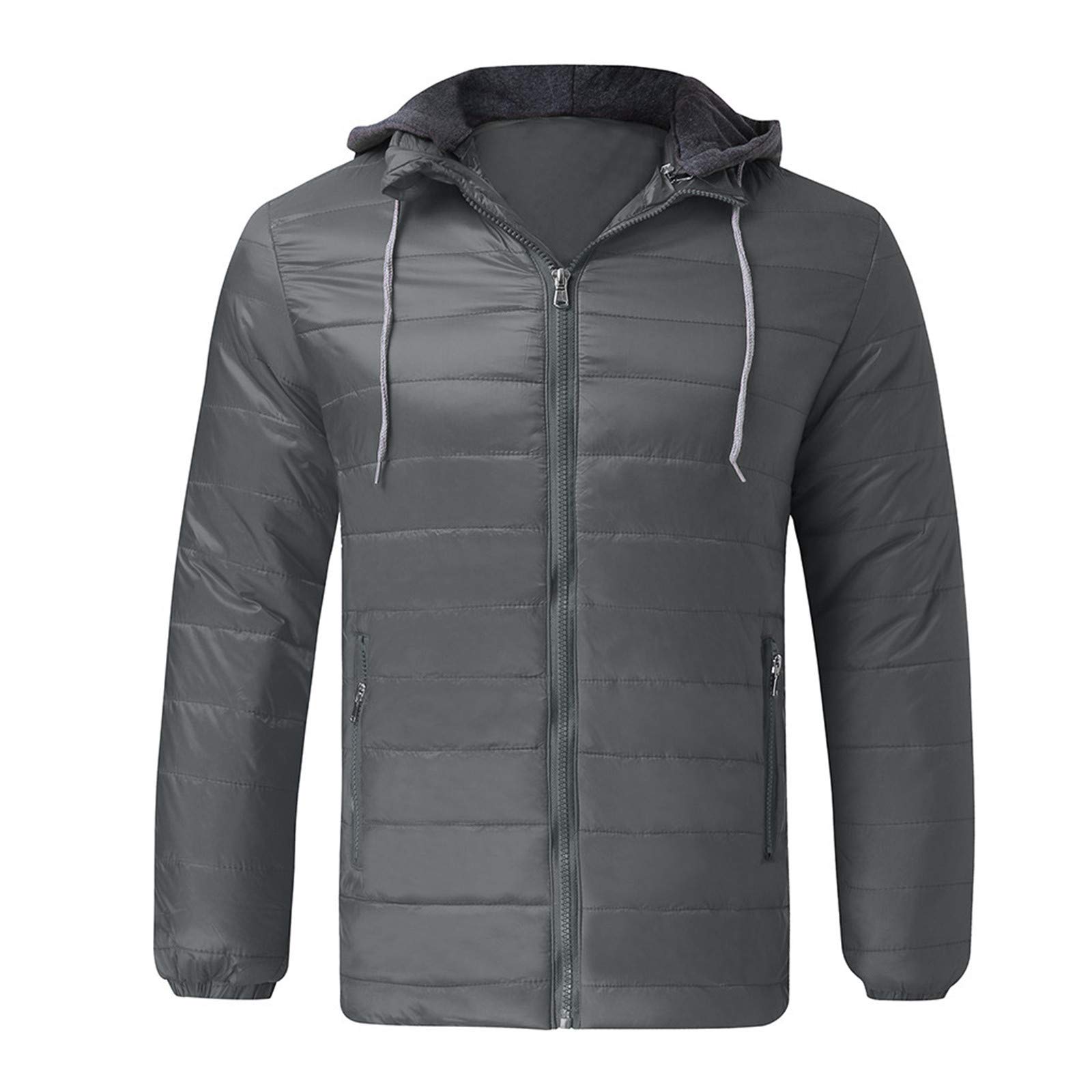 Men's Lightweight Warm Puffer Jacket Winter Down Jacket Thermal Hybrid Hiking Coat Water Resistant Packable Autumn Winter Gray