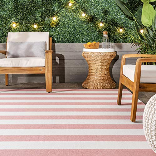 nuLOOM Christa Striped Indoor/Outdoor Area Rug, 5 x 8 Feet, Pink