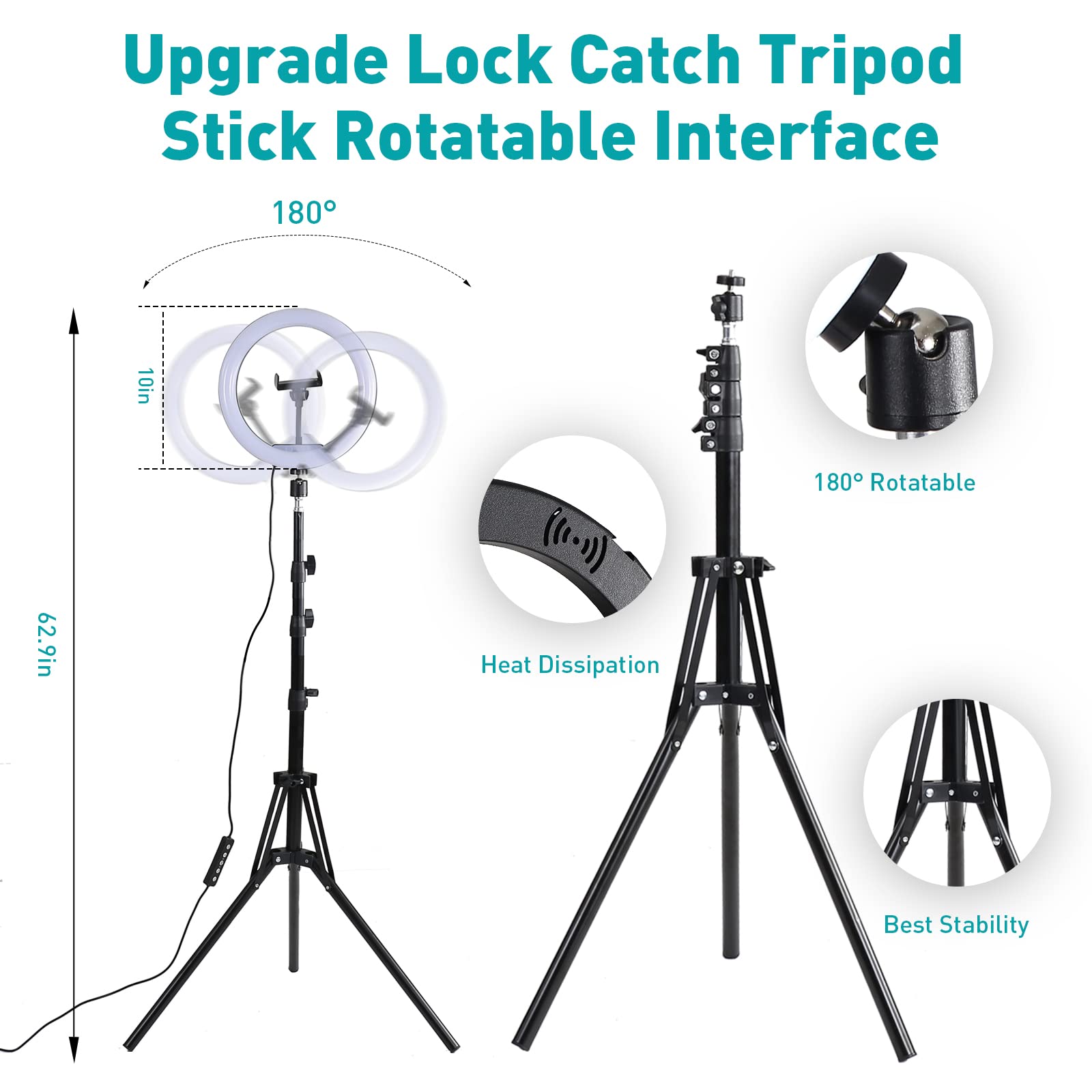 Selfie Ring Light, 10 inch RGB Ring Light with Stand, More Than 20 Colors Modes Dimmable Ring Light with 3 Phone Holder Suitable for Tiktok,YouTube/Shooting/Live