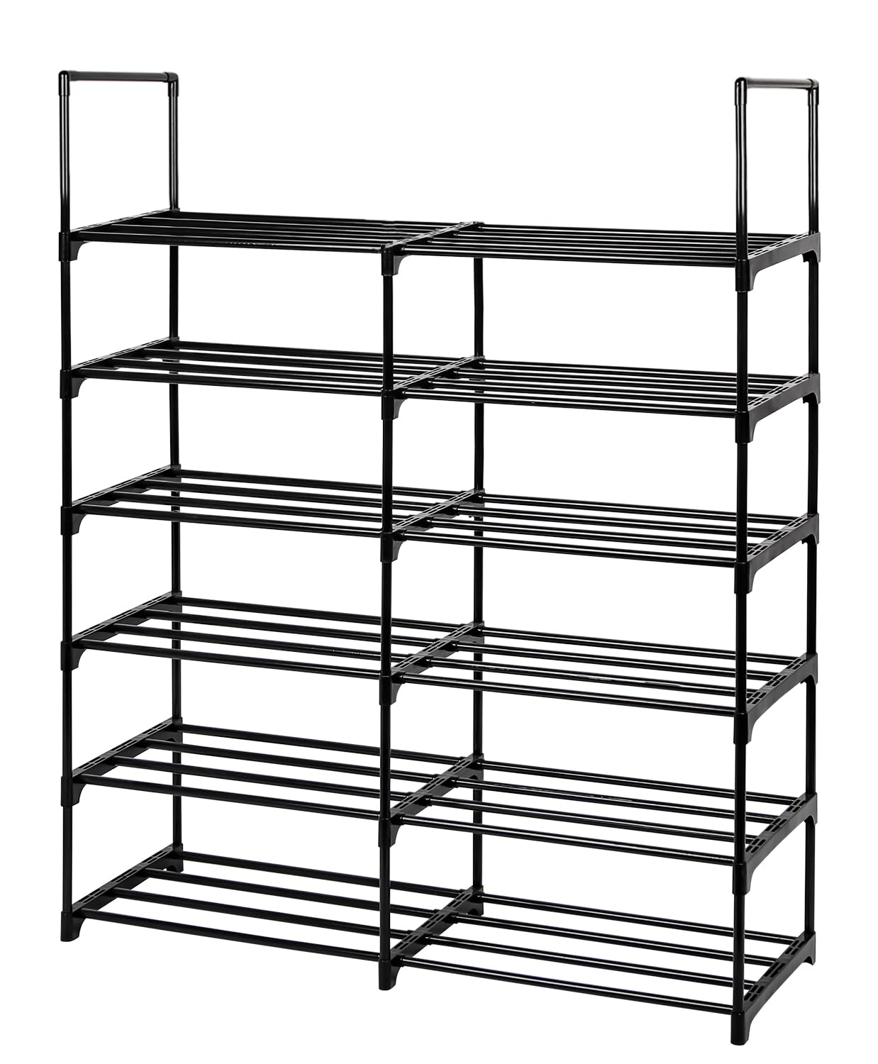 Lubardy 8 Tier Shoe Rack for Entryway 32-34 Pairs Durable Metal Shoe Storage Organizer for Closet Stackable Long Shoe Shelf Cabinet for Hallway (Black)