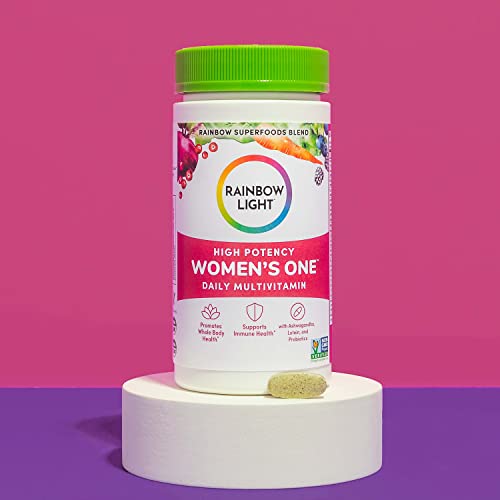 Rainbow Light Womens One High-Potency Daily Multivitamin, Womens Multivitamin Provides High-Potency Immune Support, With Vitamin C, Biotin and Ashwagandha, Vegetarian, 60 Count