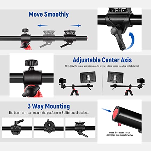 NEEWER 73.6" Horizontal Tripod with Multi Angle Center Column, Ball Head & Central Axis Platform, Heavy Duty Aluminum Camera Tripod Monopod 360° Pan 180° Tilt for Overhead/Macro Shots, Max Load 22lb