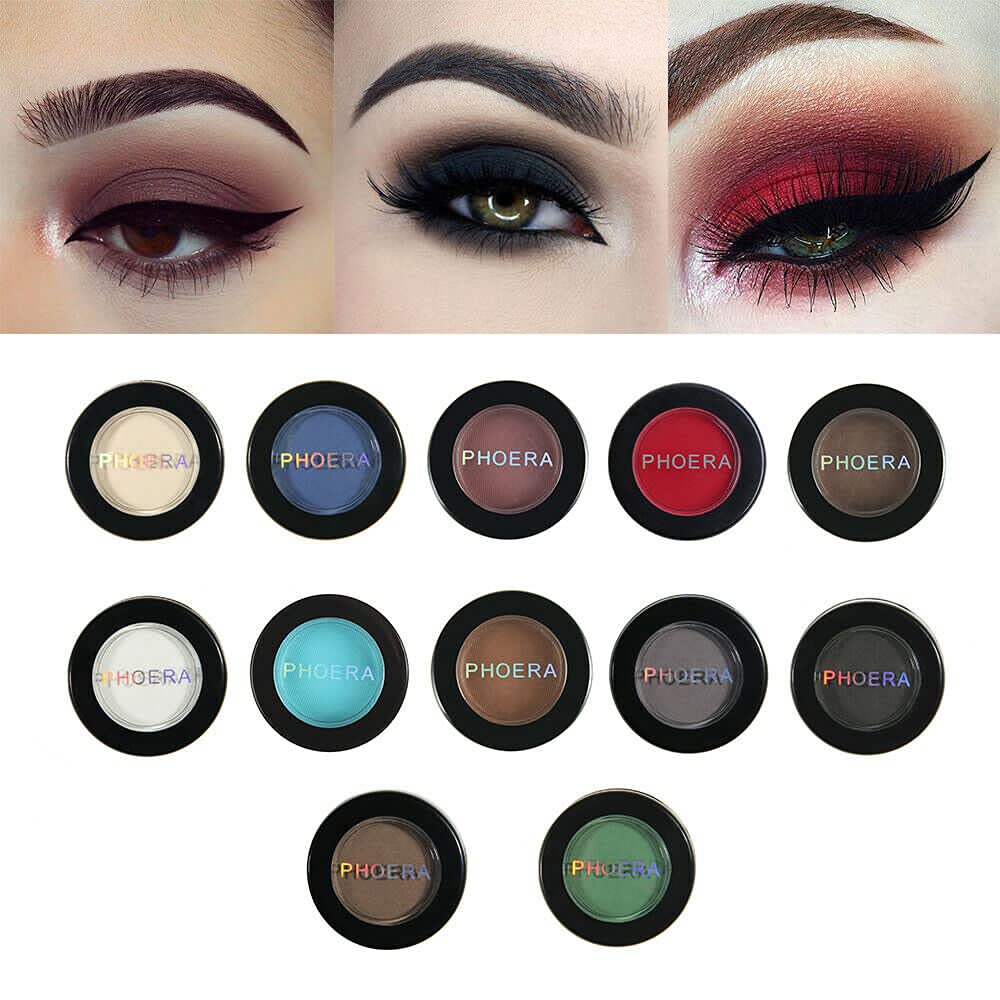 Phoera AQUAPURITY Waterproof Long Lasting Matte Eyeshadow Palette in 12 Pigment Color Face Powder Eye Shadow Cosmetic Cream Makeup Cosmetic (202 BLACK)