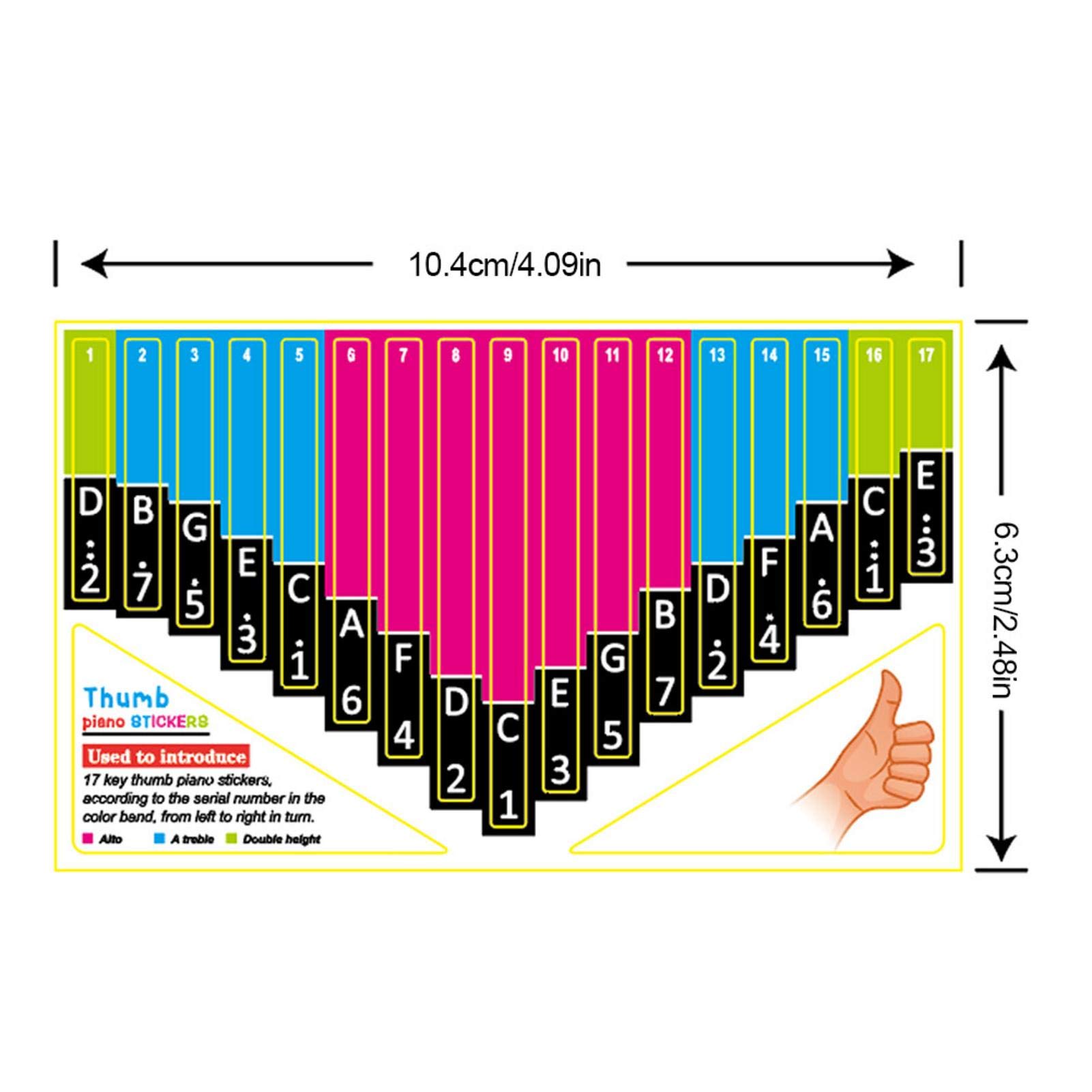narratorbook 17-Key Thumb Piano Sticker Kids Beginner Note Stickers Thumb Piano Key Sticker for Kalimba Thumb Piano Repair Parts Musical Instruments