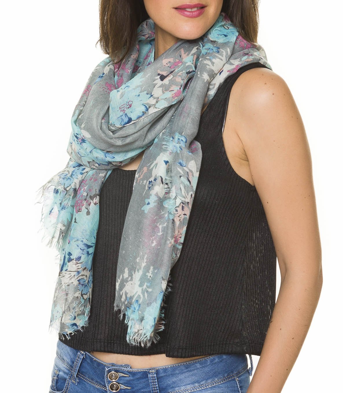 MELIFLUOS DESIGNED IN SPAIN Scarf for Women Lightweight Floral Flower Scarves for Summer Fall Spring Shawl Wrap (P077-4)