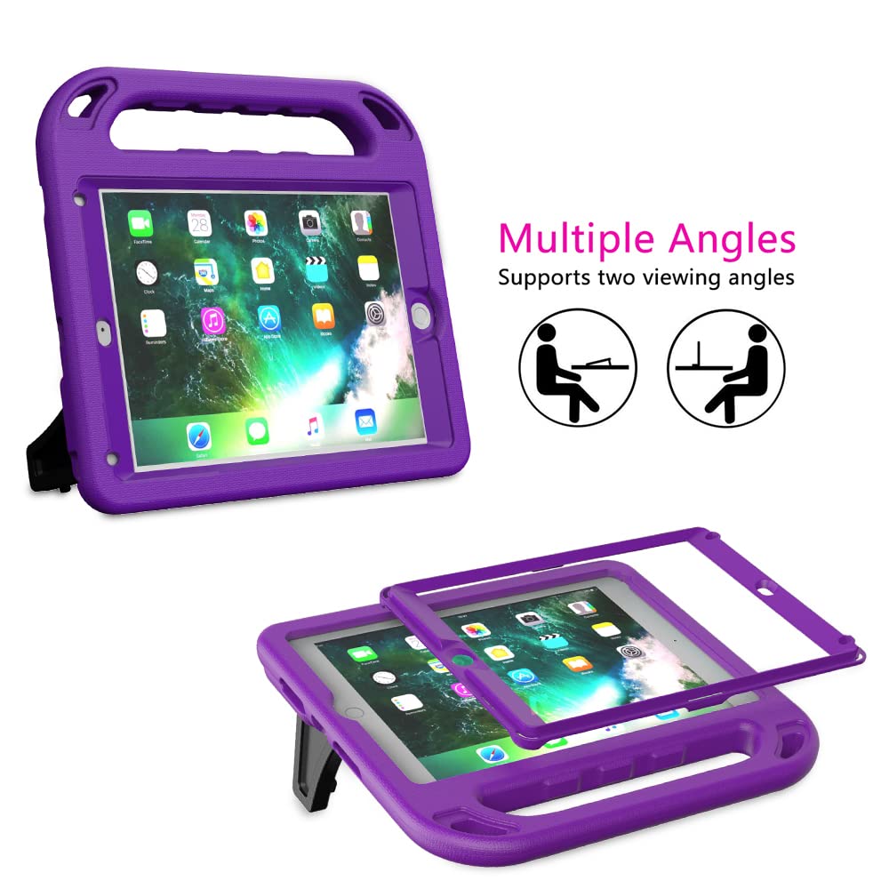 TIRIN 9.7-Inch Case, Kids Case for iPad 6th/5th Generation 2018/2017, iPad Air 1/2 & iPad Pro 9.7 Case with Built-in Screen Protector, Durable Shockproof Protective Cover with Handle Stand, Blue