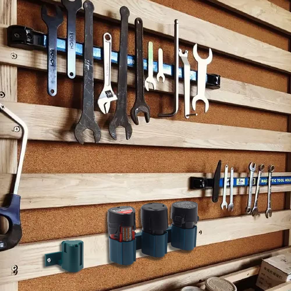 Tool Drill and Battery Wall Mount Holder Set for Milwaukee M12 12V Batteries and Tools, 3-Slot Battery Pack Rack and Tool Storage Holder for Milwaukee, Makita, Bosch