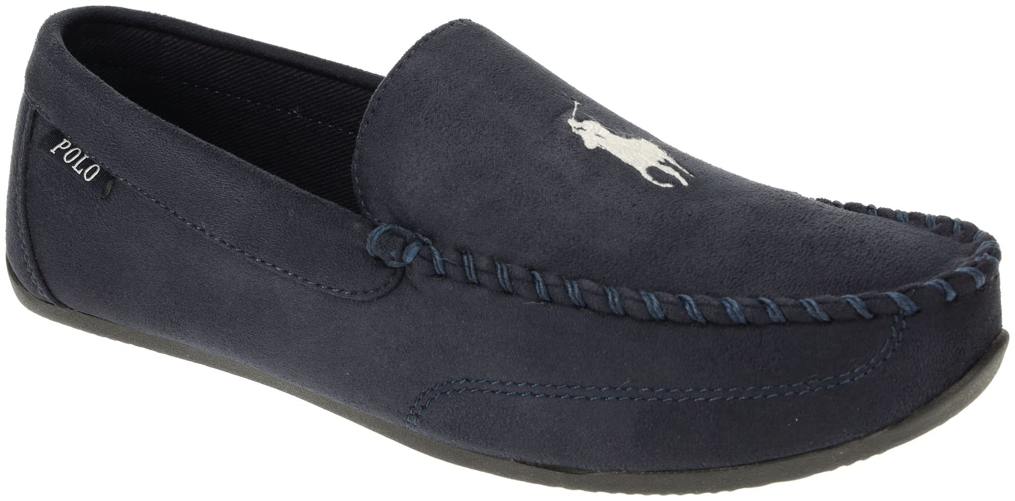 Ralph Lauren Mens' POLO Slipper, Declan Plaid Moccasin House Shoe, Navy, Size 9