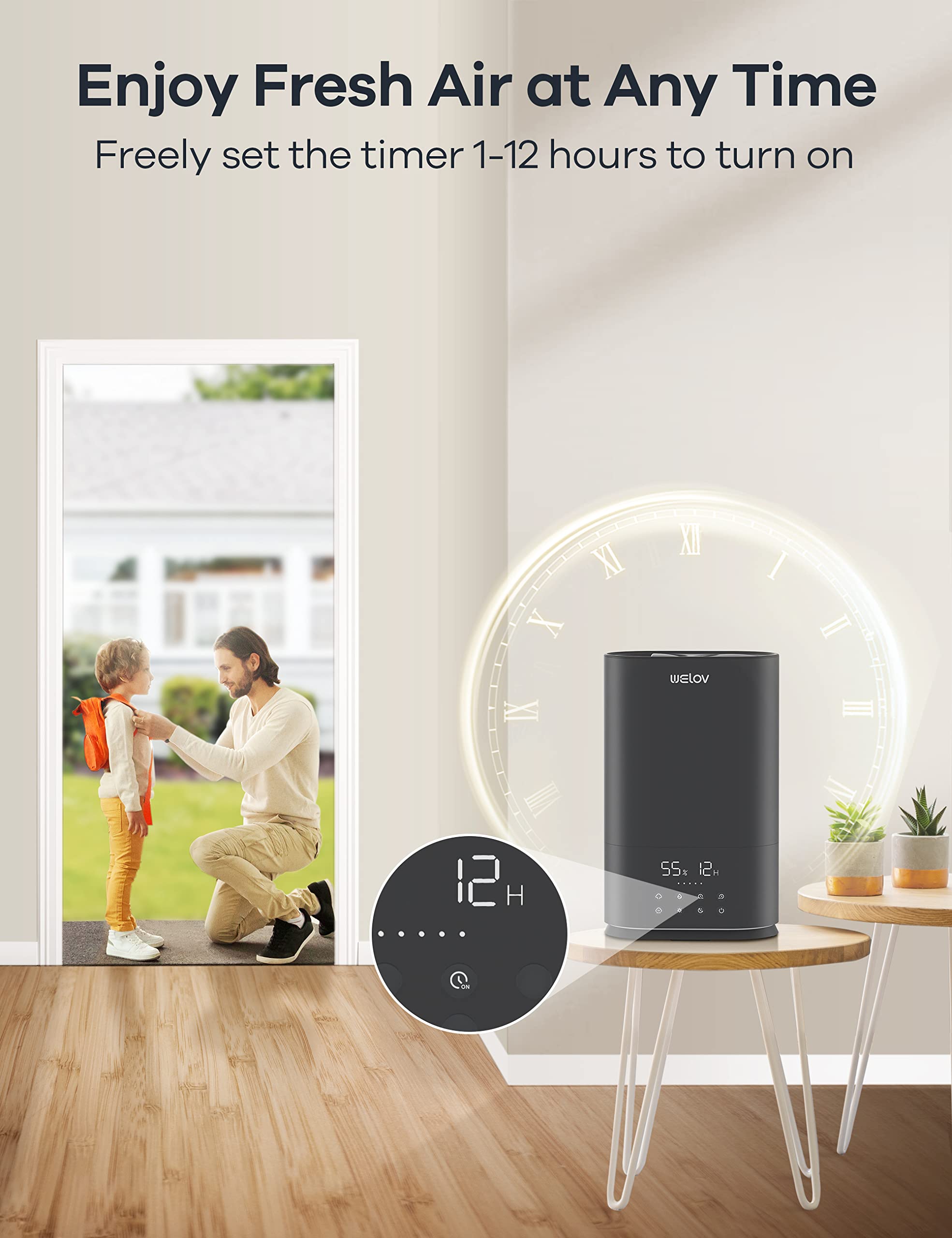 WELOV BoostMist Cool Mist Humidifier for Large Room, Smart Humidifier for Bedroom, 6L Home Humidifier for Plants, Quiet Ultrasonic Humidifier for Baby with APP/Voice Control, Auto Mode, H500 Pro