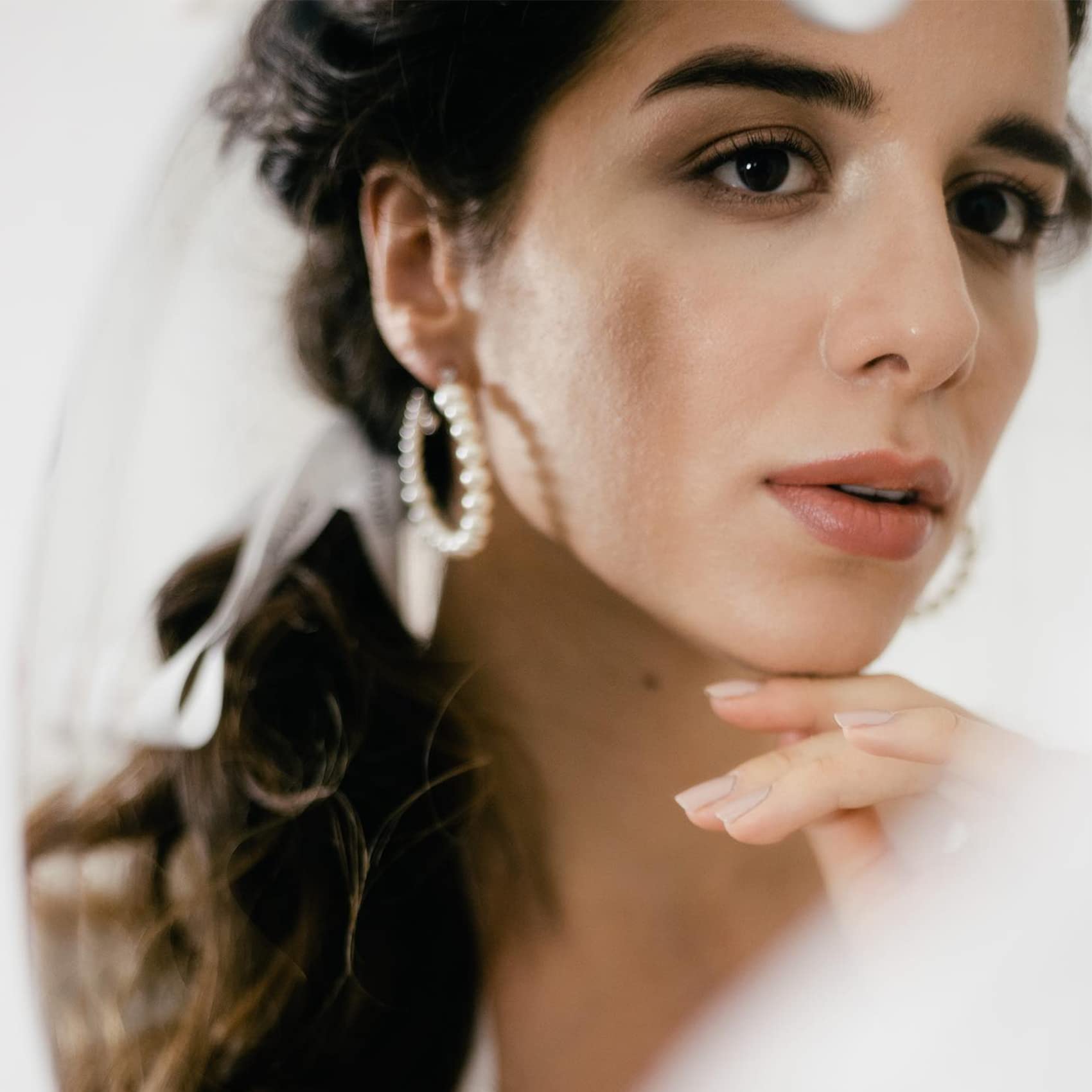 PRETOLE Pearl Hoop Earrings for Women Sterling Silver Post Pearl Bead Hoop Earrings Lightweight Hypoallergenic Pearl Hoops