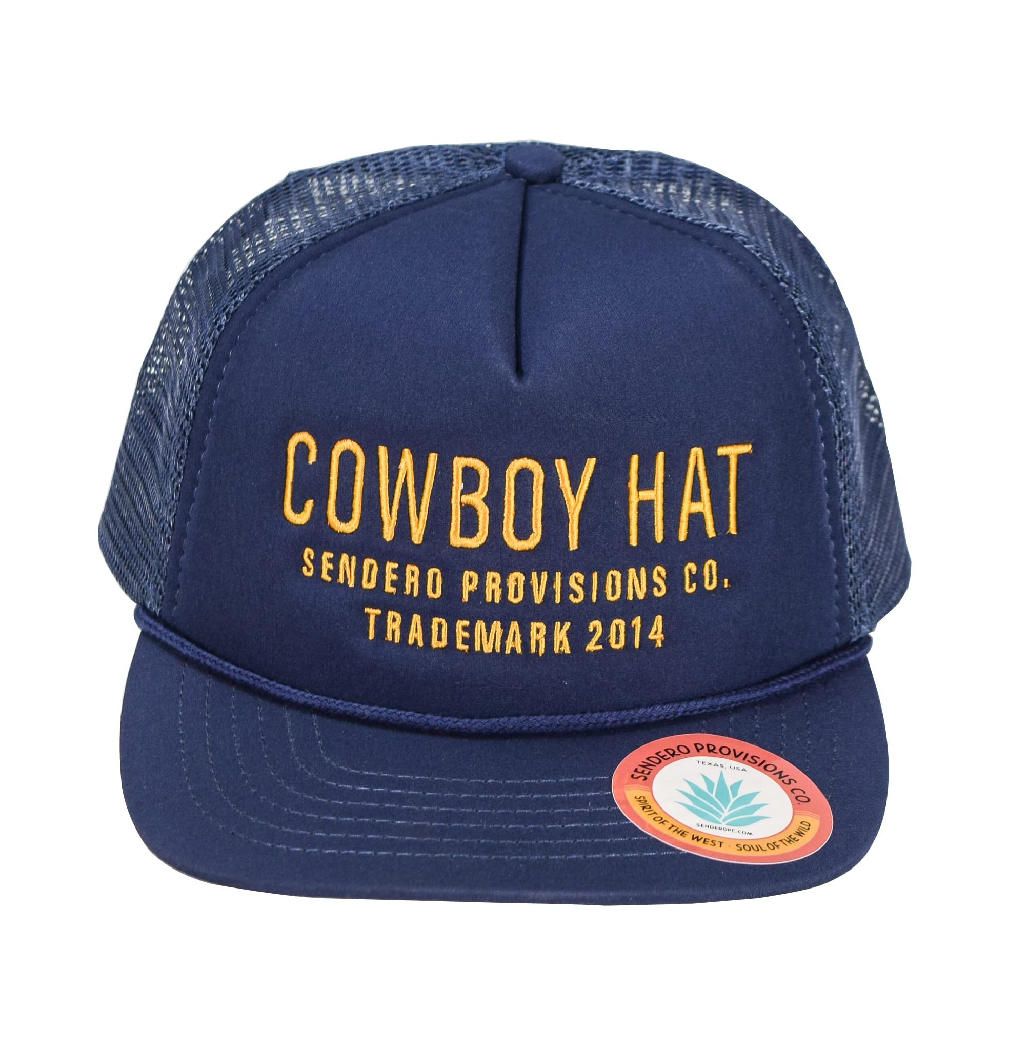 Sendero Provisions Co. Cowboy Hat Embroidered Logo Snapback Trucker Cap Navy, One Size