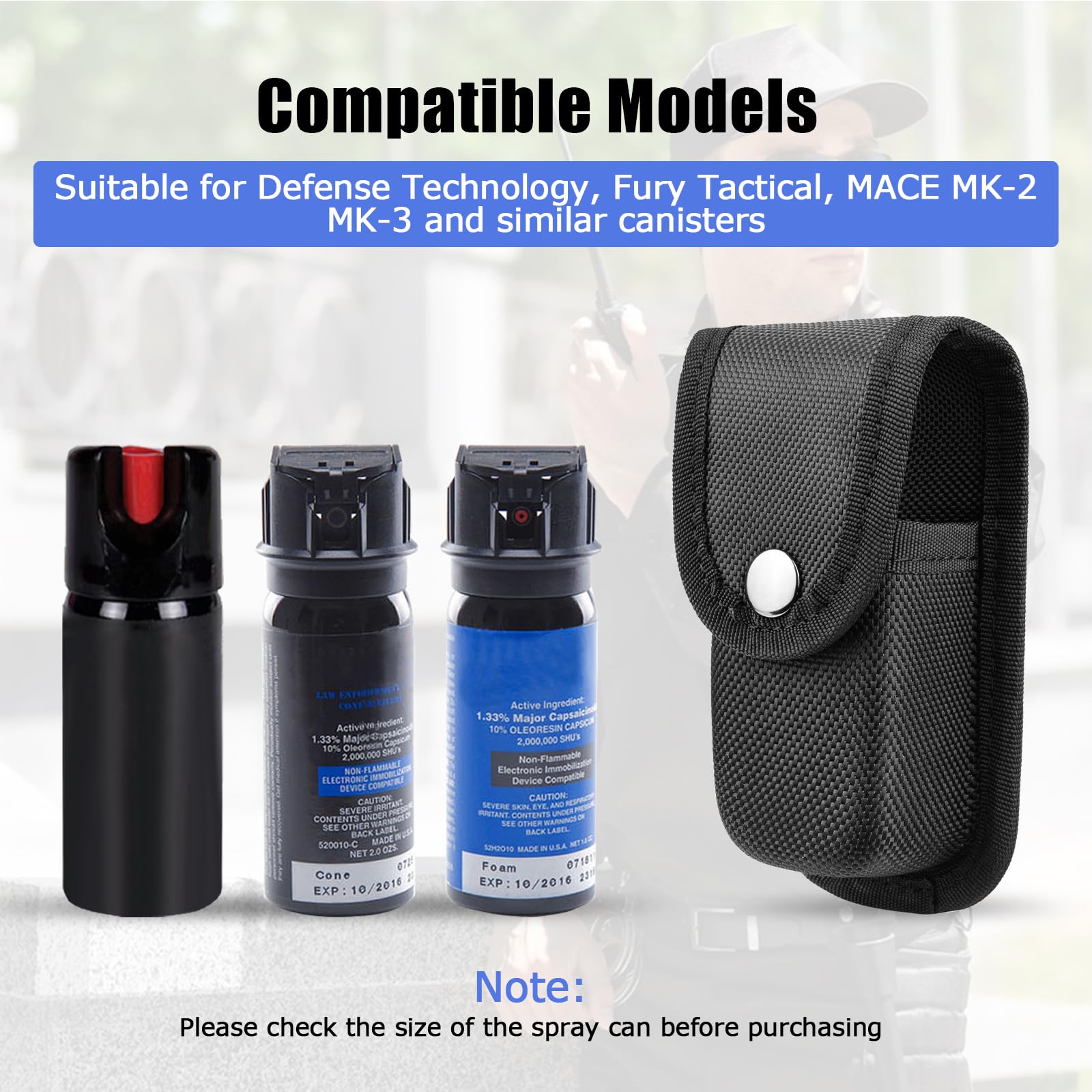 Pepper Spray Holster, OC/Mace Spray Holder Pouch for Duty Belt for MK3 MK2 Canister, Molle Top Flap Molded Nylon Case for Police Security LE Ullnosoo