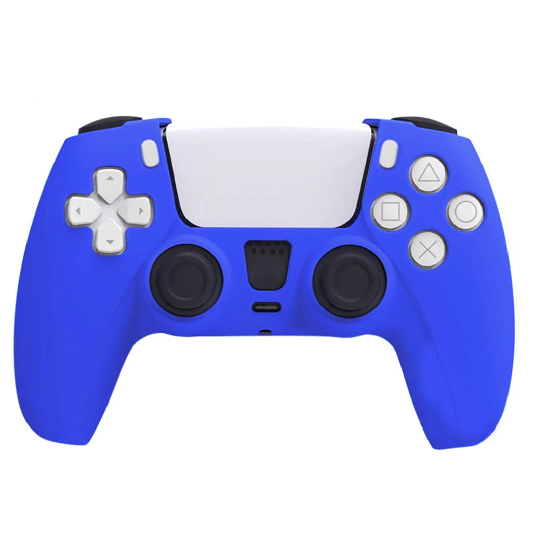 PS5 Anti-Slip Silicone Case Cover for Playstation 5 DualSense Wireless Controller with 4 Thumb Grip Caps (Blue)