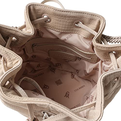 Steve Madden Fallon Quilted Bucket Bag, Bone