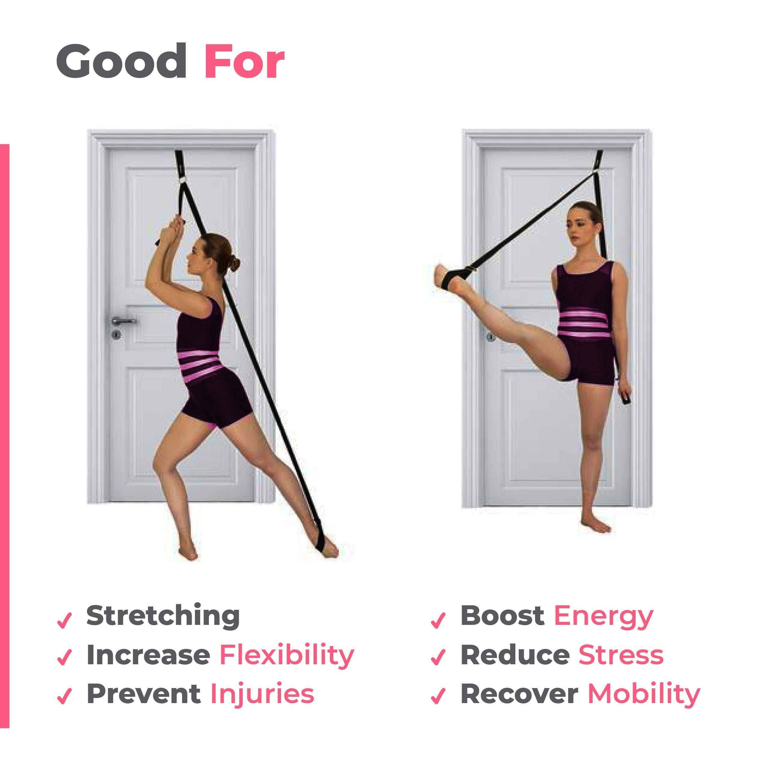 Leg Stretching Strap β Adjustable Ballet Stretch Strap with Door Anchor to Improve Flexibility, Easy to Install Flexibility Equipment Stretching Trainer for Ballet, Dance, Yoga, Gymnastics or Cheer