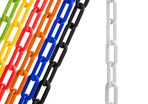 US Weight (Made in USA) 2" x 10' White Plastic Safety Chain ft. SunShield UV Resistant Technology