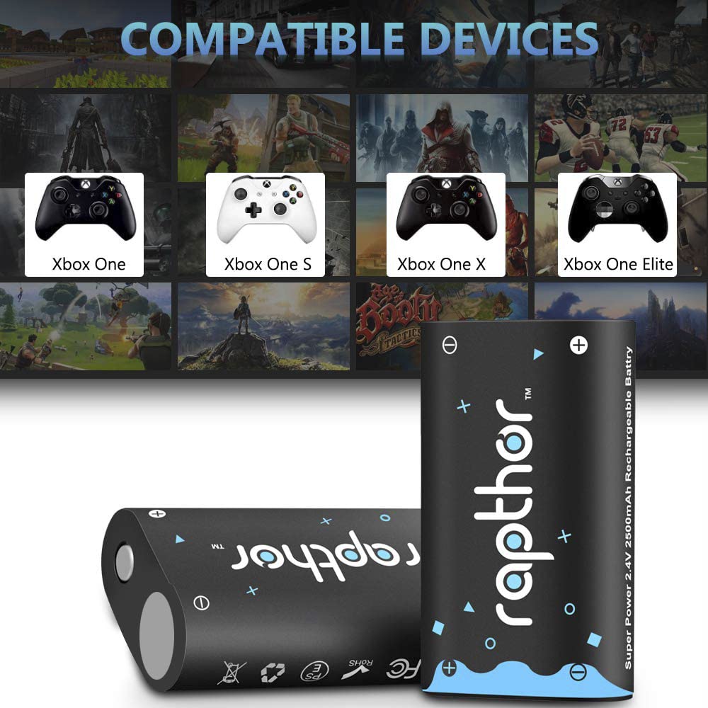 Rapthor Xbox Controller Battery Pack with Charger, Rechargeable Battery Packs for Xbox Series X/S, Xbox One X/S, Xbox One Elite Controller