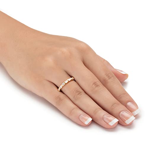 PalmBeach Jewelry Gold-Plated or Gold-Plated Sterling Silver Baguette Cubic Zirconia Stackable Ring Size 8