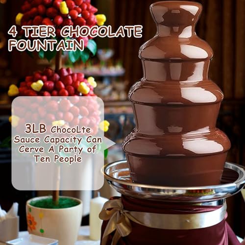 Stainless Steel Electric Chocolate Fondue Fountain Machine 4-Pound Capacity (4 Tier)