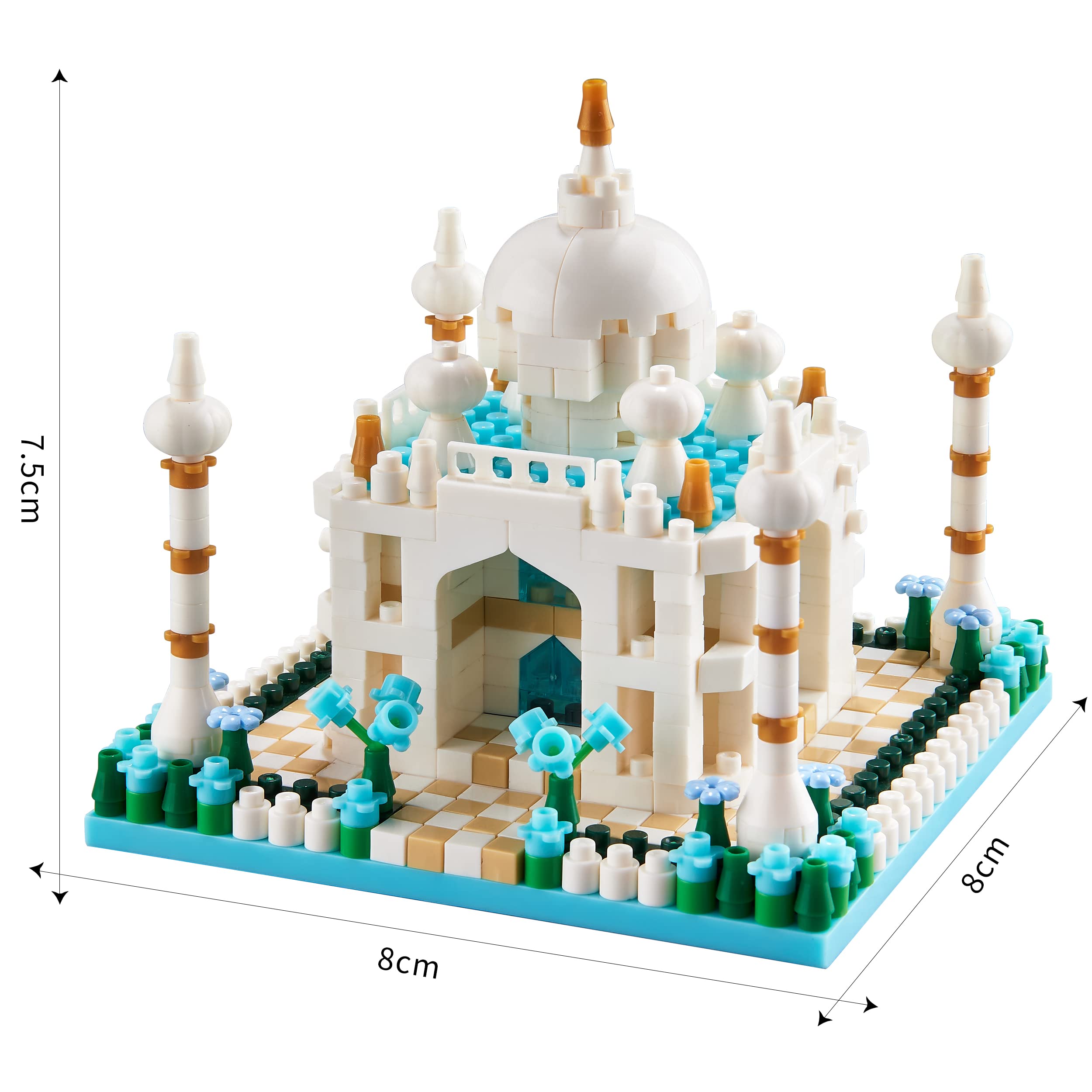 Taj Mahal Architecture and Collection Model Botanicle Sakura Tree House Flowers Micro Building Blocks Set, Gift for Adults Kids