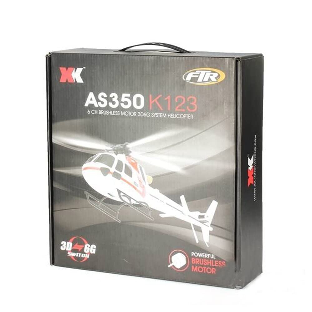shultainoum WLtoys XK K123 6CH Brushless AS350 Scale RC Helicopter with 2 Batteries Perfect for 3D Flight and Aerobatics