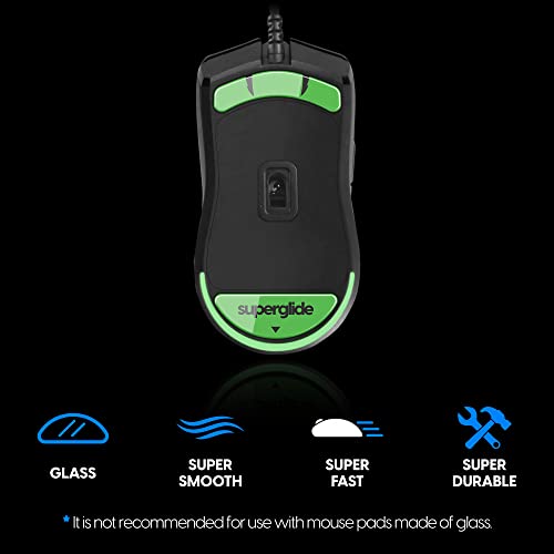 Superglide - Fastest and Smoothest Mouse Feet/Skates Made with Ultra Strong Flawless Glass Super Fast Smooth and Durable Sole for Razer Viper Mini [Green]