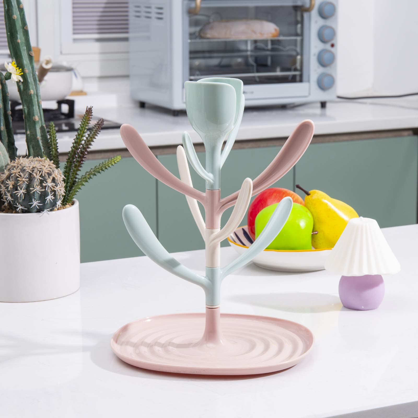 MOMEEMO Bottle Drying Rack,Beautiful Design, Easy to Clean,Used for Teats, Cups, Pump Parts and Accessories (Pink)