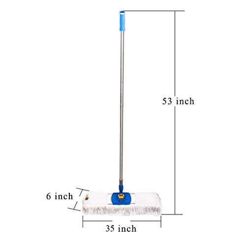YCUTE Commercial Strength Cotton Dust Mop Refill, Thick Tufted Replacement Head for Home & Commercial Use, Fits Standard Size Mop Frame, Perfect for Hardwood, Laminate, Concrete (35")