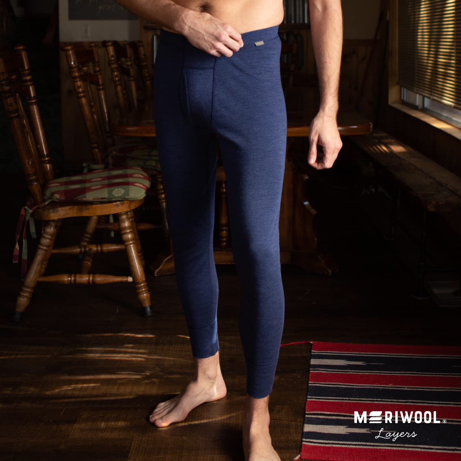 MERIWOOL Mens Base Layer 100% Merino Wool Heavyweight 400g Thermal Pants Black