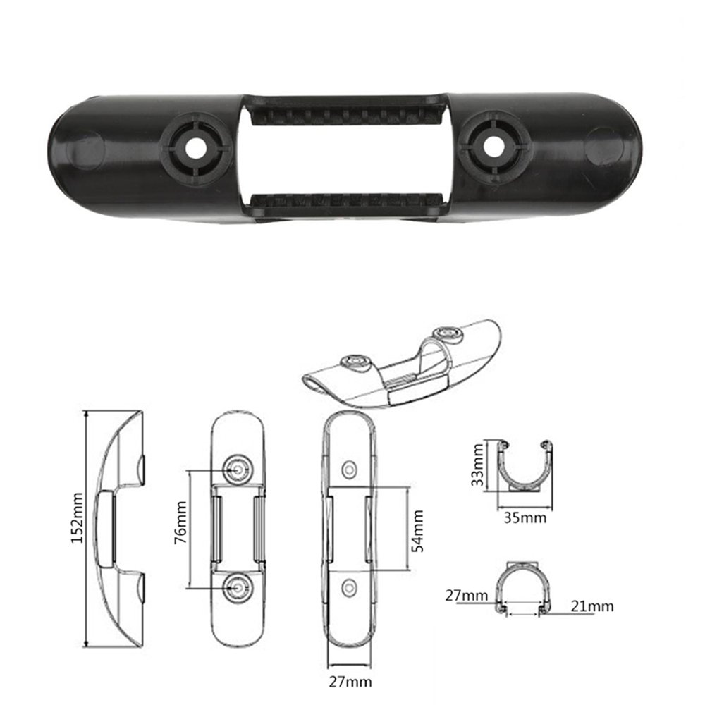 Mexidi Kayak Paddle Holder Clips Deck Mounted Universal Kayak Paddle Clip with Hardware& Fishing Net Clip, Black (2 Packs)
