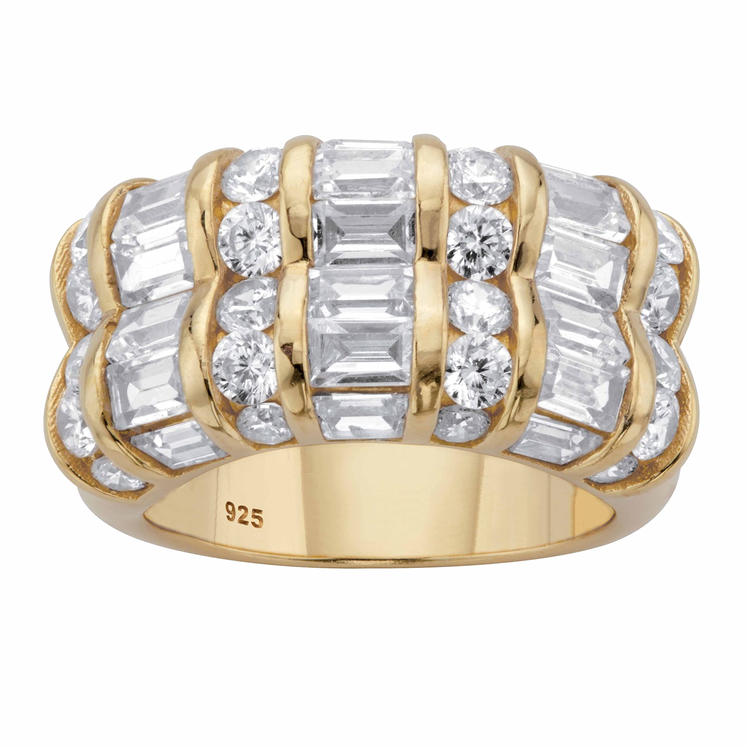 PalmBeach Yellow Gold-plated Sterling Silver Baguette Cubic Zirconia Ring Sizes 6-10 Size 7