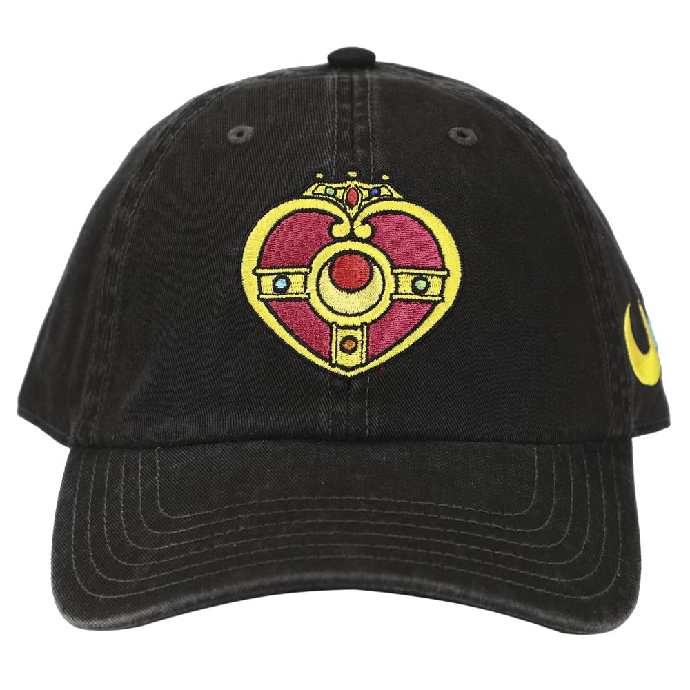 Sailor Moon Embroidered Character Emblems Pigment Dye Adjustable Hat Black