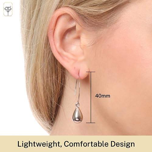 MAX + STONE Tear Drop Wire Dangle Earrings for Women in 925 Sterling Silver with Hook