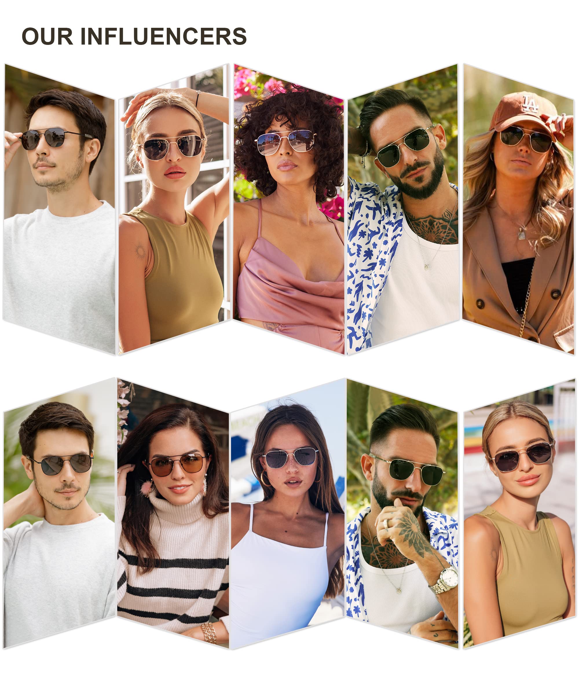 SOJOS Small Polarized Aviator Sunglasses for Men Women Classic Double Bridge Square Aviators SJ1179, Bright Gold/Grey