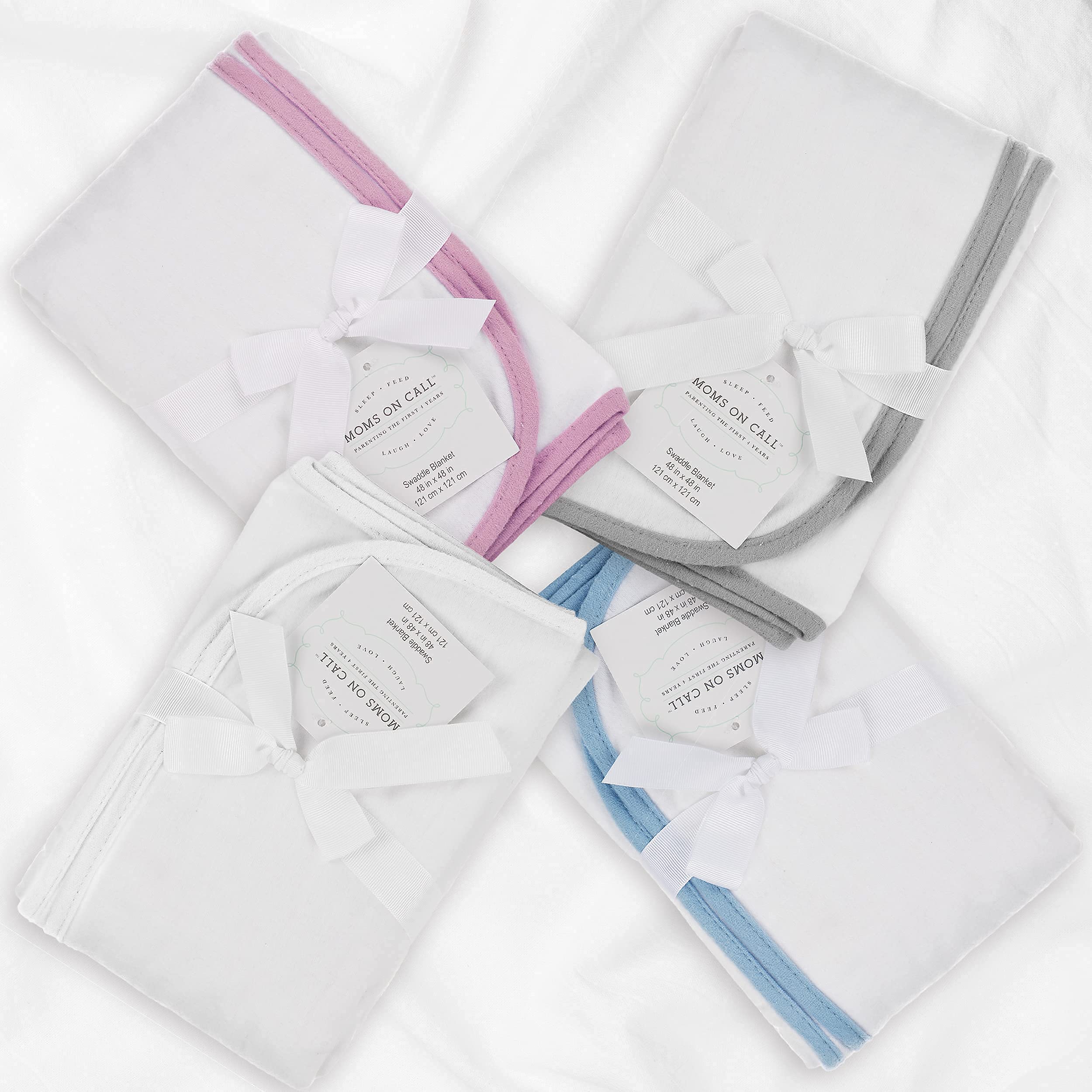 MOMS ON CALL Baby & Newborn Swaddle Blanket | 0-3 Months | Nursery Baby Gift | 48 X 48 Inch | 100% Cotton | French Grey