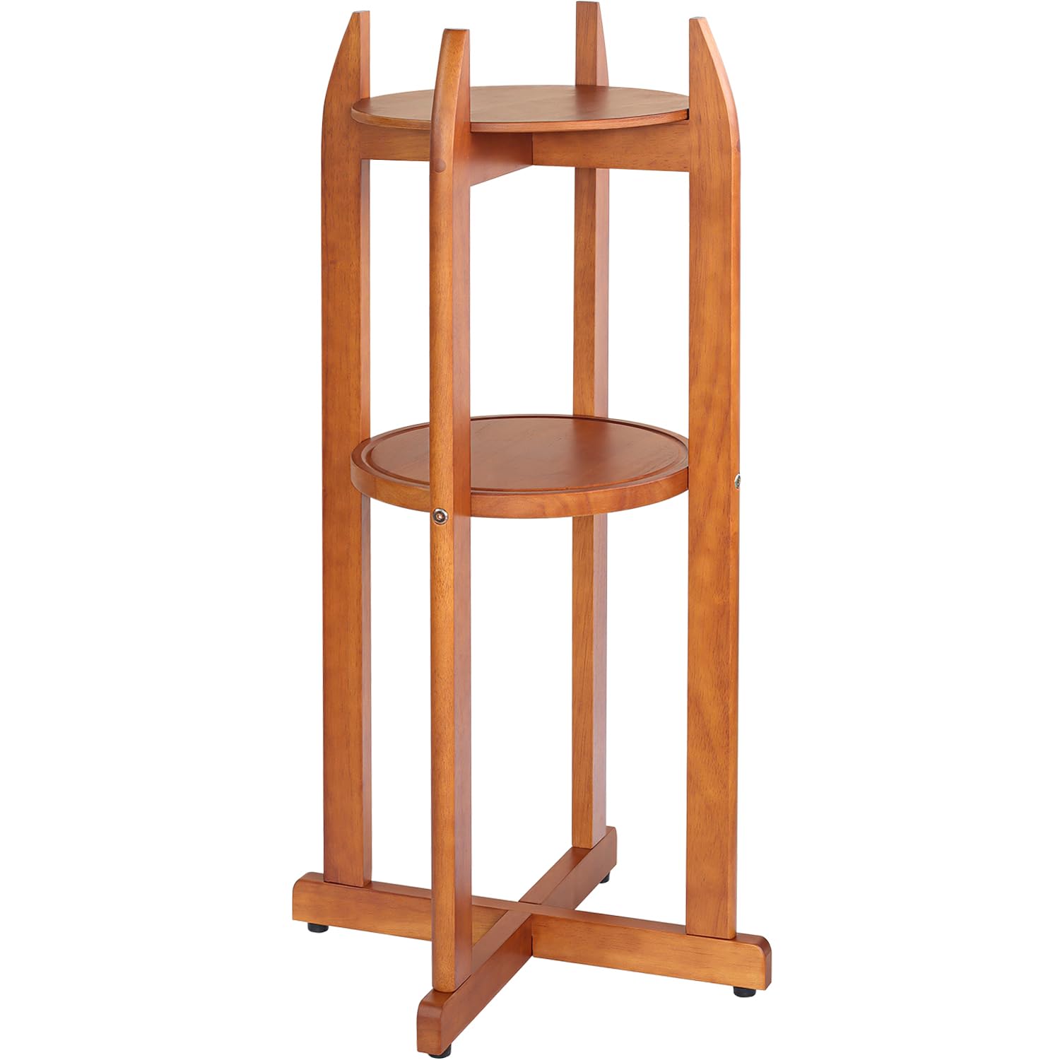 Natural Solid Wood Water Dispenser Floor Stand(32.8" Hight-11.2" Wide) Drink Dispenser Floor Stand with 2 Round Shelfs Included for 1-5 Gallon Water Bottles/Crocks, Water Jug and Plant Stand-Light