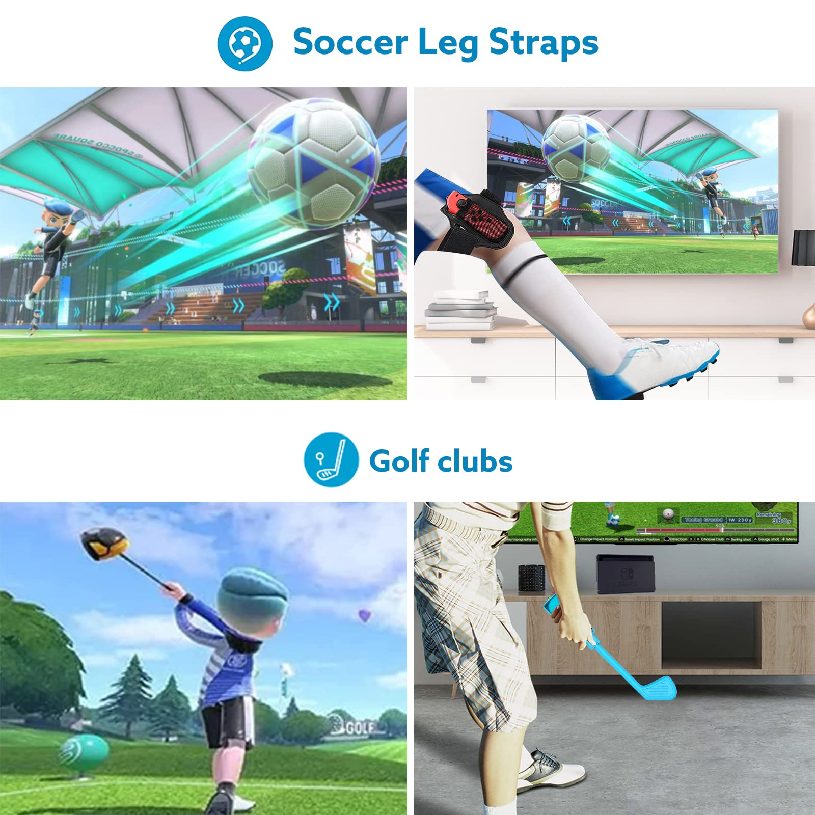 Switch Sports Accessories Bundle For Switch, 12 in 1 Family Accessories Kit with Sword, Grip, Leg Straps, Tennis Rackets, And Wrist Straps