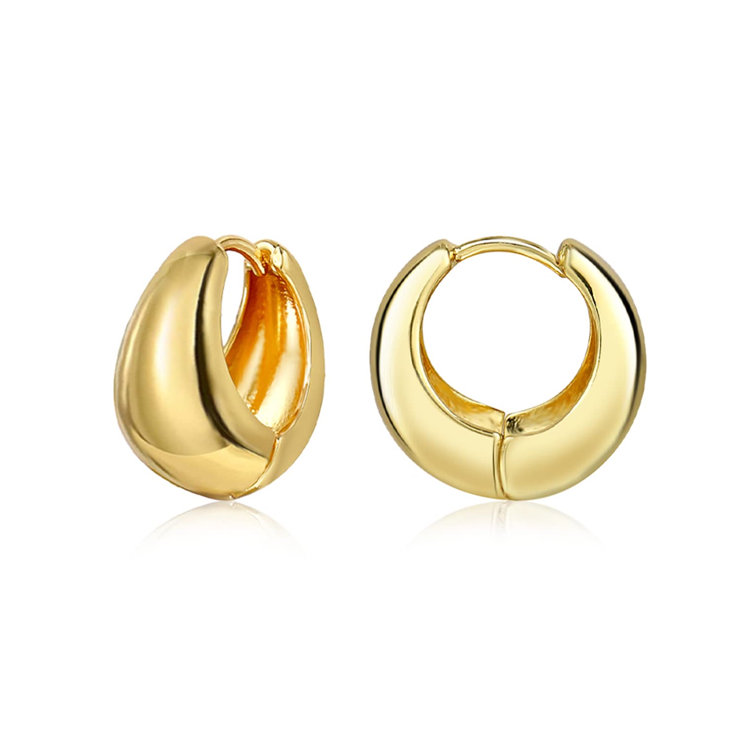 Small Thick Gold Chunky Hoop Earrings Lightweight Huggie Hoops For Women