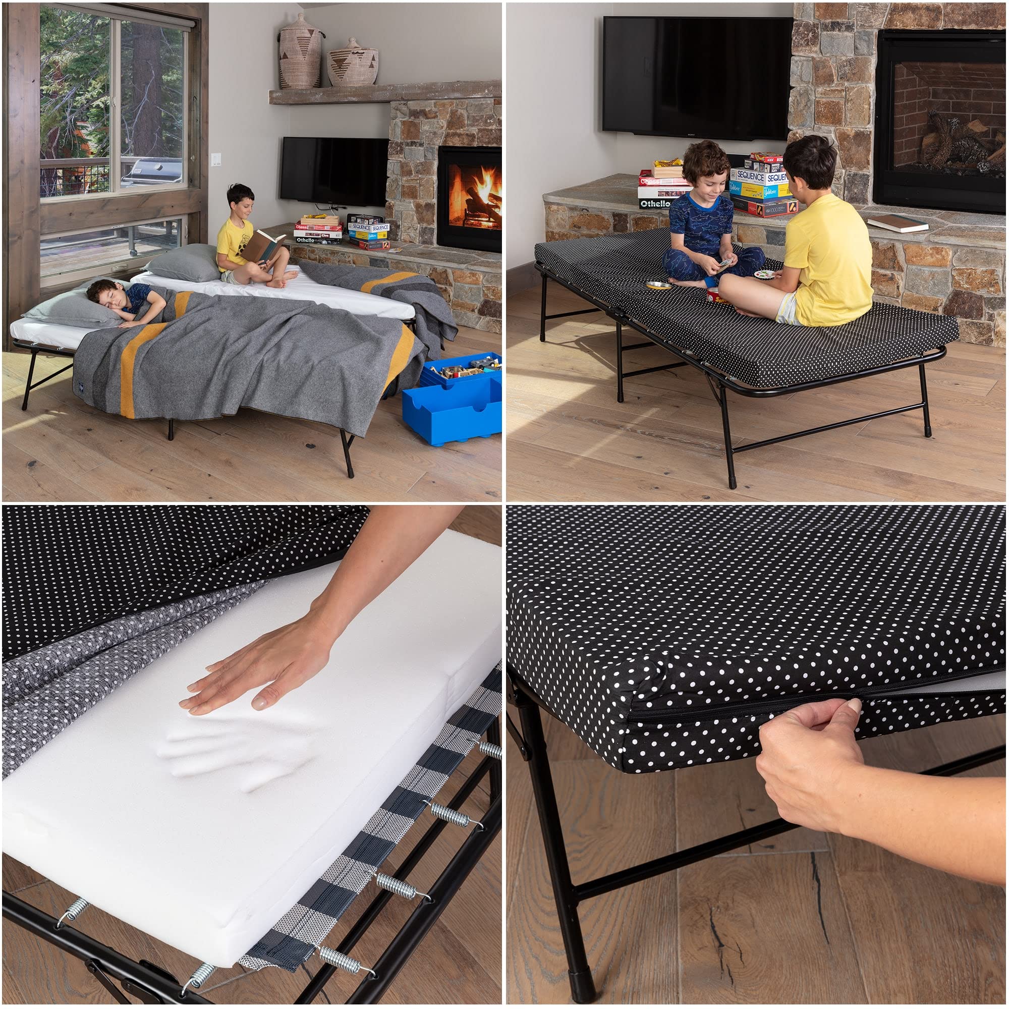 LiteBed™ Folding Bed with Memory Foam Mattress - Portable Twin Fold Up Bed with Storage Bag - Luxurious Hideaway Foldable Bed with Frame - Foldaway Guest Bed for Adults & Kids - NO-RISK 100-DAY TRIAL